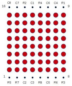 LED Dot Matrix 8x8 Red Led 20x20mm - Zeppelin Computers